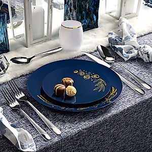 Hammered Silverware Set, 40-Piece Stainless Steel Flatware Set for 8, Modern Kitchen Utensils Tableware Set Includes Dinner Knives/Forks/Spoons,Mirror Polished Dishwasher Safe