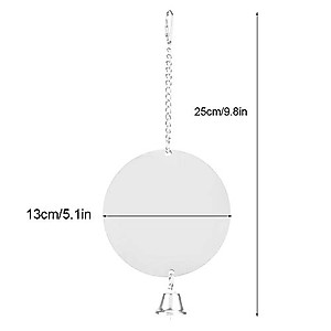 Bird Cage Toy Bird Mirror, Stainless Steel Bird Mirror Toy with Bell Swing Hanging Ringer for Parakeet Cockatiel Conure Budgie Lovebird Cockatoo Canary Finch Cage Accessories