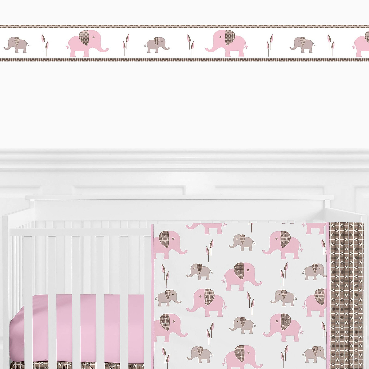 Pink and Brown Mod Elephant Baby Changing Pad Cover by Sweet Jojo Designs