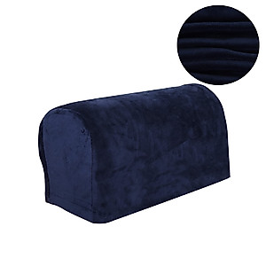 ZHOUZHOU Sofa Armrest Covers Stretch Velvet Anti-Slip Arm Covers Chair Slipcovers Furniture Arm Protector for Sofas Chairs Couch Recliner Set of 2,Navy