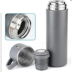Stainless Steel Thermo + 3 cup, 500ml/16.9oz (Grey, Black, Blue) ADVANTAGE SET Gray 2.5 x 2.5 x 9.3 inch