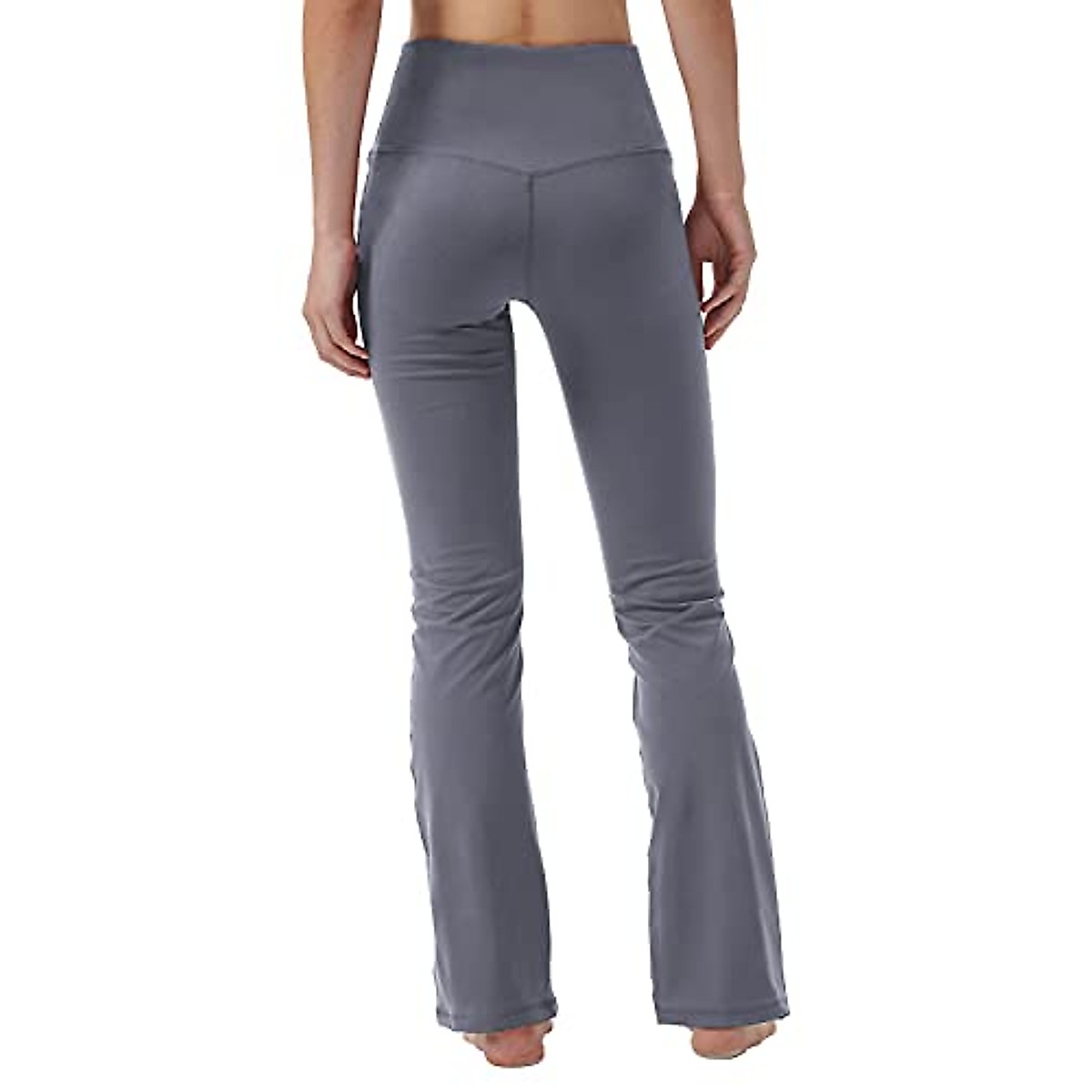 Knsbk Bootcut Yoga Pants for Women with Hidden Pockets High Waist Workout Pants Tummy Control Dress Bootleg Work Pants(Light Grey,Large)