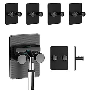 Cemkhly 4 Pack Razor Holder for Shower-Adjustable Waterproof Shaver Holder, Shower Hooks for Bathroom Kitchen(Black)