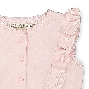 Hope & Henry Layette Baby Short Sleeve Ruffle Sweater Romper Pale Pink
