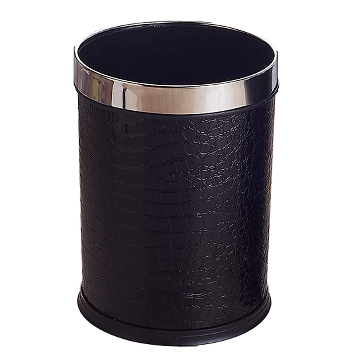 Happiness Decoration Round Garbage Bin Open Top 3.2 Gallon Trash Can for Home, Office, Kitchen, Bathroom,Bedroom, Living Room Wastebasket Waterproof Pu Leather Trash Can Decor (Pattern-D)