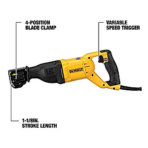 DEWALT Reciprocating Saw, Corded, 12-Amp (DWE305)