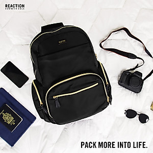 Kenneth Cole REACTION Women's Sophie Backpack Silky Nylon 15" Laptop & Tablet RFID Bookbag for School, Work, & Travel, Navy, One Size