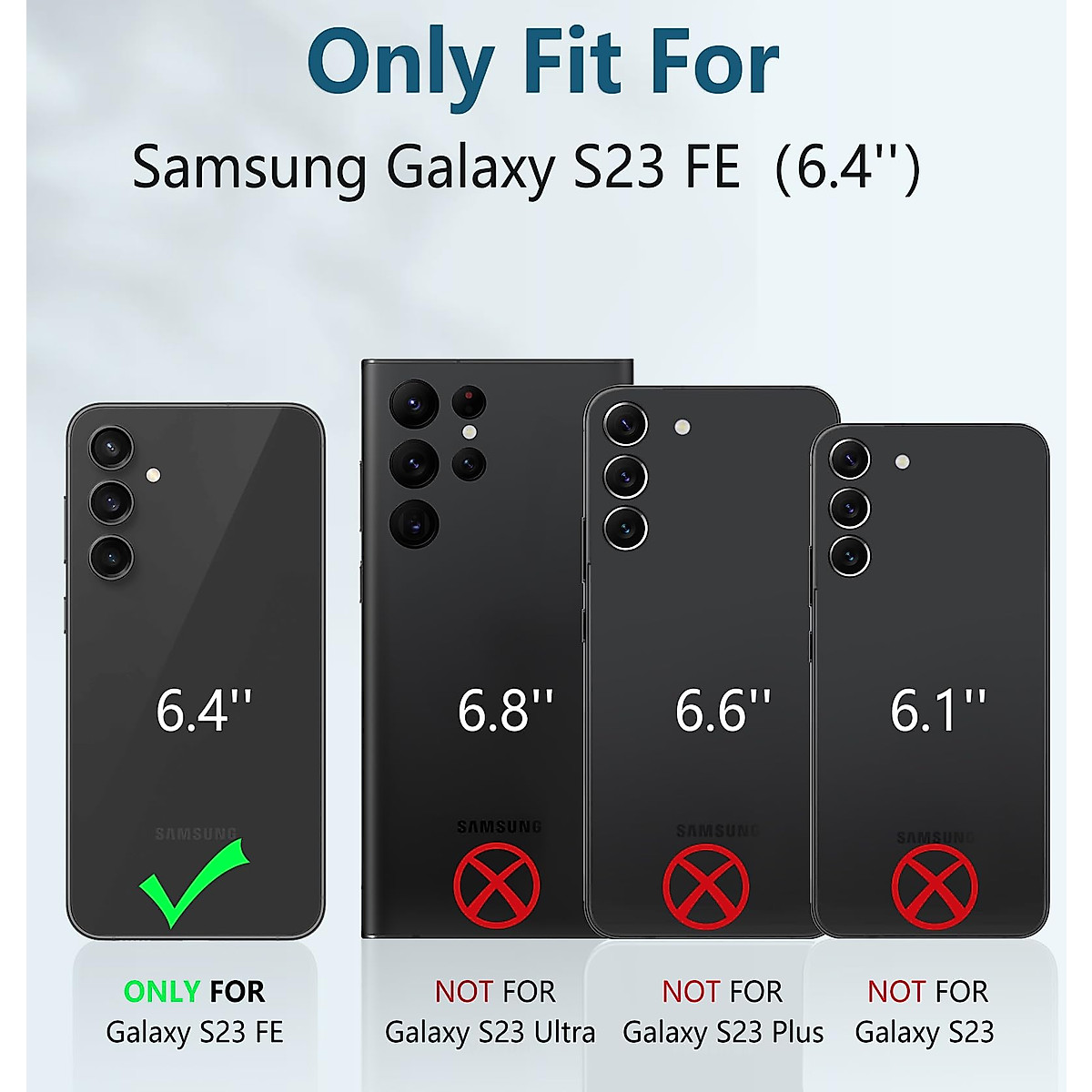 FNTCASE for Samsung Galaxy S23-FE Case: Military Grade Drop & Shock Protection Cell Phone Cover with Kickstand | Heavy Duty Rugged Phonecase Protective Bumper Textured(Black)