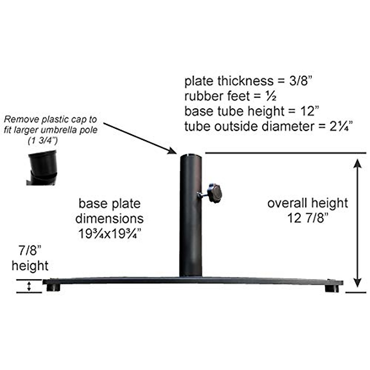Tropishade Steel Plate Umbrella Base, 36 lbs, Black