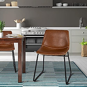 HeuGah Dining Chairs Set of 4, Modern Industrial Kitchen & Dining Room Faux Leather Chairs with Metal Legs