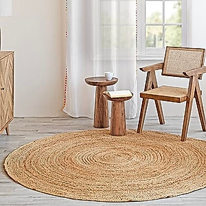 HOMEMONDE Round Circle Living Room Rugs 5-Feet Handmade Braided Area Rug Carpet for Kitchen, Bedroom