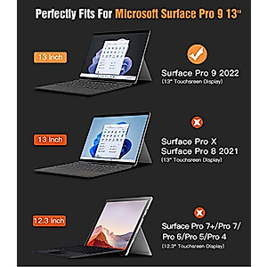 TiMOVO Case for Microsoft Surface Pro 11, Surface Pro 10 13 Inch, Protective Case with Hand Strap for Surface Pro 9/Pro 9 5G, Shockproof Cover Compatible with Type Cover Keyboard, Black