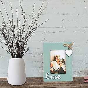 Love Picture Frame Blue 4x6,Heart photo frame teal for boyfriend ,couple,family