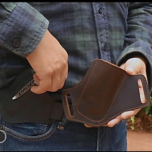 Handmade Leather Pocket Knife Sheath for Belt,Pocket Knife Holder Leather Sheath Length 4.2 Inch for Folding Knife Tool