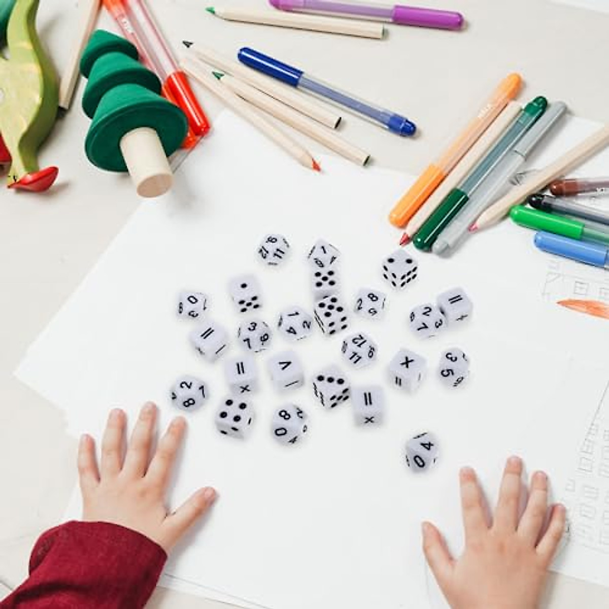 NUOBESTY Teaching Dice Set, Math Dice Games for Kids 8-12, Include Math Operation Dice, Number Dice and Dot Dice for Math Teaching Classroom Supplies 24Pcs