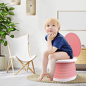 Kid Portable Potty Folding Toilet: Toddler Travel Potty Folding Toilet with 15Pcs Cleaning Bags Foldable Potty Seat for Car Camping Park - Portable Potty for Toddler Travel