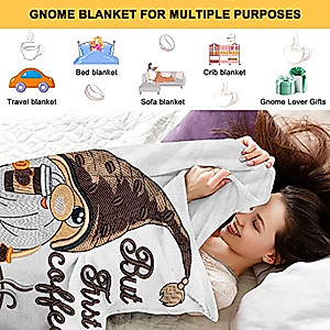 Ivarunner Coffee Gnomes Throw Blanket,But First Coffee Theme Blanket,Gnome Blankets Gifts for Coffee Lover/Women/Friends/Adults,Spring Home Decor Couch Sofa Bed Travel Blankets,50x60 Inch