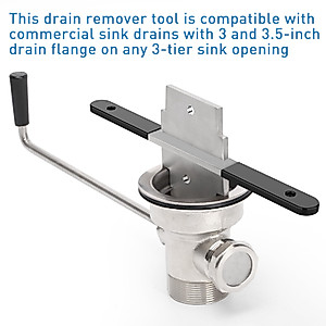 BoomBa Waste Drain Tool for 3 Tier Sink in Commercial Kitchens - Stainless Steel Twist Waste Drain Tool and Lever Waste Plumbing Drain Tool, Silvery, 0201478