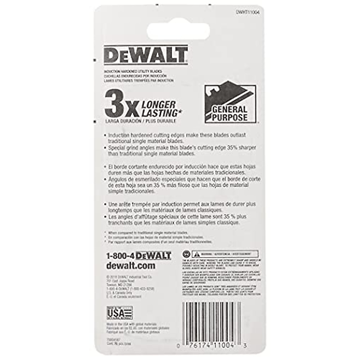 DEWALT Utility Blades, Heavy Duty, 75-Pack (DWHT11004L)
