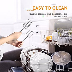 Hand Mixer,550W Electric Whisk, Turbo Boost/Self-Control Speed + 5 Speed + Eject Button + 4 Stainless Steel Attachments for Home Kitchen Baking Cake Food Beater