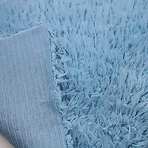 Texco Inc Flokati Curly Faux Fur Cuddly Fabric, Sky Blue 2 Yards
