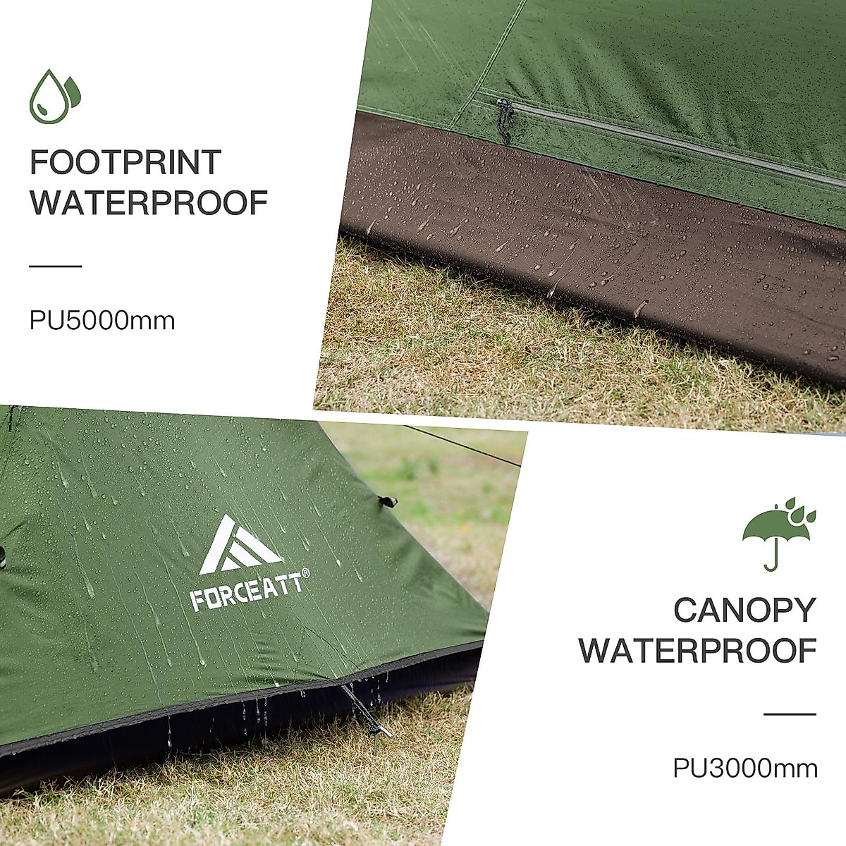 Forceatt Camping Tent 2 Person, Backpacking Tent Waterproof & Windproof, Ultralight Instant Tent with Rain Fly for Camping, Hiking, Outdoor