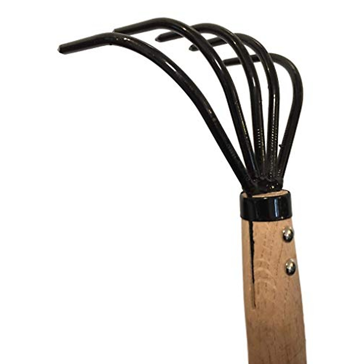 Garden Guru Hand Rake Cultivator Claw Soil Tiller - Military Grade Steel - Rust Resistant - 5 Tine Japanese Ninja Claw - Comfortable Wood Handle - Perfect Pulverized and Aerated Soil