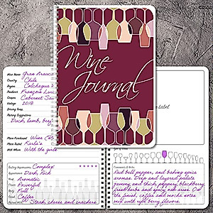 BookFactory Wine Journal/Wine Log Book/Wine Collector's Diary/Wine Tasting Notebook - Wire-O with Full Color Cover - 120 Pages (5” x 7”) (JOU-120-57CW-A(WineJournal))