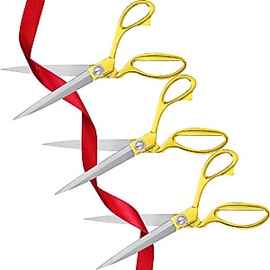 3 Pcs Ribbon Cutting Scissors Gold Metal Scissors Heavy Duty Stainless Steel Fabric Tailor Scissors for Ceremony Events Inaugurations Dressmaking Sewing Plastic Cardboard,10.43 x 2.76 Inch