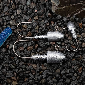 THKFISH Bullet Jig Heads for Bass Crappie Fishing Saltwater Freshwater Walleye Panfish Jigs Swimbait Jig Head Hooks for Bass Trout 1/4oz (7g) 20pcs