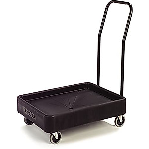 Carlisle FoodService Products XDL3000H03 Cateraide Polyethylene Dolly with Handle, 28-3/4" Length x 22-3/8" Width x 5" Depth, Black