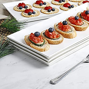 Sweese 702.101 Rectangular Porcelain Platters, Serving Trays for Parties - 13.8 Inch, Set of 4, White