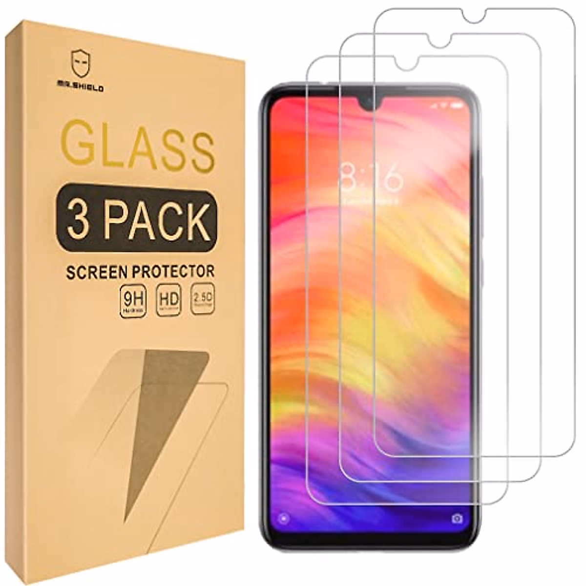 Mr.Shield [3-Pack] Designed For Xiaomi Redmi Note 8 [Tempered Glass] [Japan Glass with 9H Hardness] Screen Protector with Lifetime Replacement