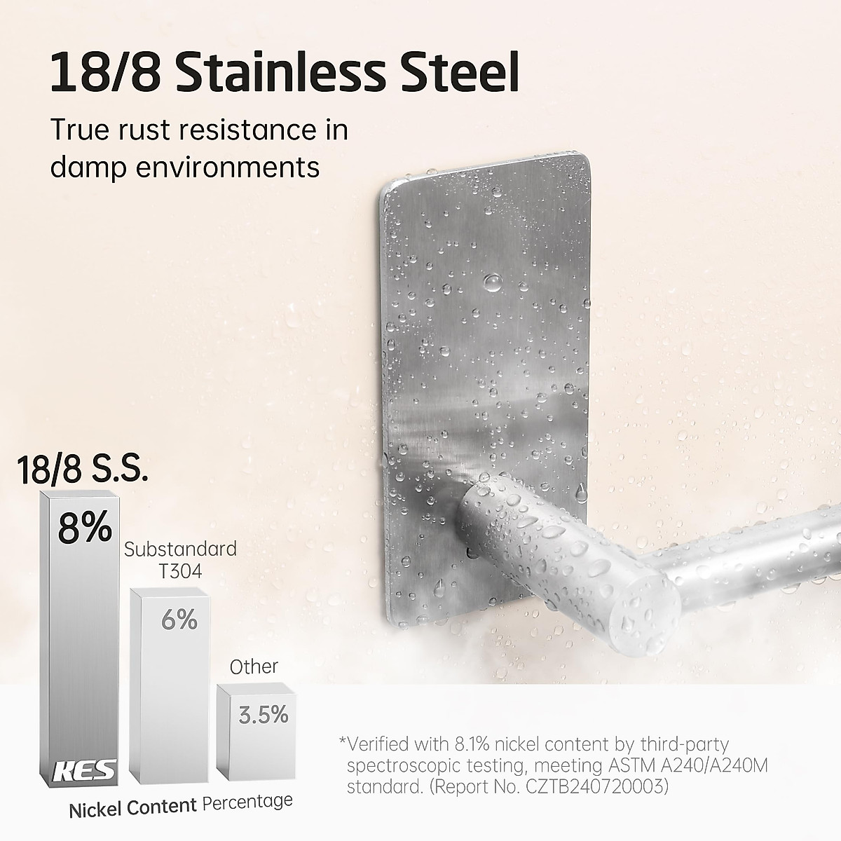 KES Adhesive Towel Bar 20-Inch Bathroom Towel Holder No Drill Stick on Towel Hanger Contemporary Style Wall Mount SUS 304 Stainless Steel Brushed Finish, A7000S50B-2