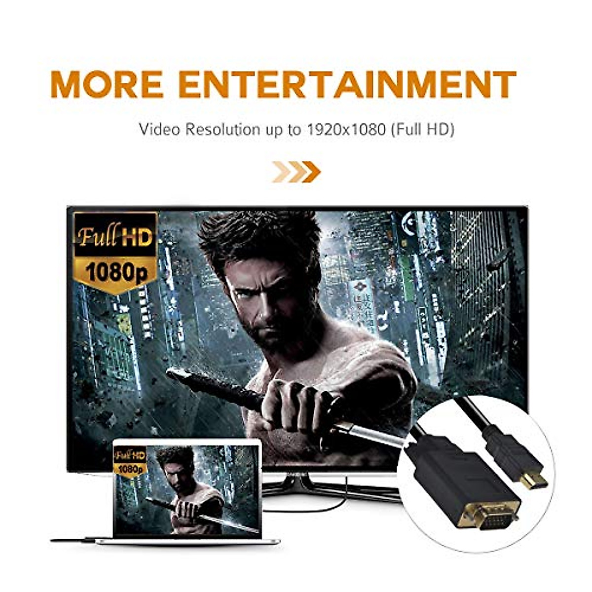 PeoTRIOL HDMI to VGA Cable, 1080P HDMI Male to VGA Male M/M Video Converter Cord VGA Adapter Compatible w/ HDMI Desktop, Laptop, DVD to 15 Pin D-SUB VGA HDTV Monitor Projector - 6Feet