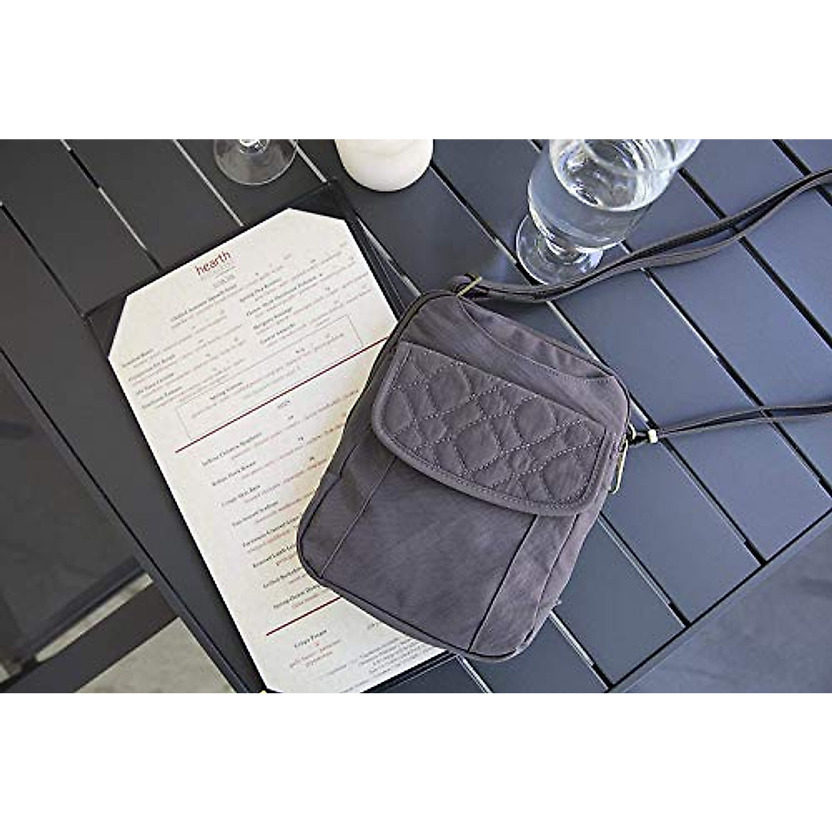 Travelon Anti-Theft Signature Quilted Slim Pouch, Smoke