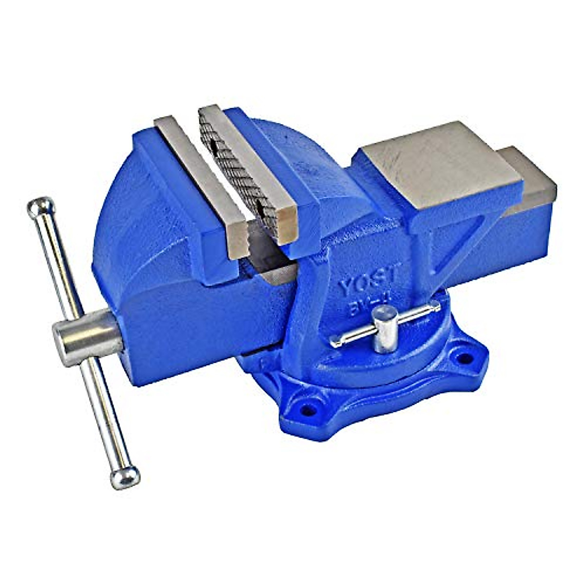 Yost Vises Tool 4-Inch Workshop Duty Bench Vise, Model BV-4, with 120-Degree Swivel Base, Blue