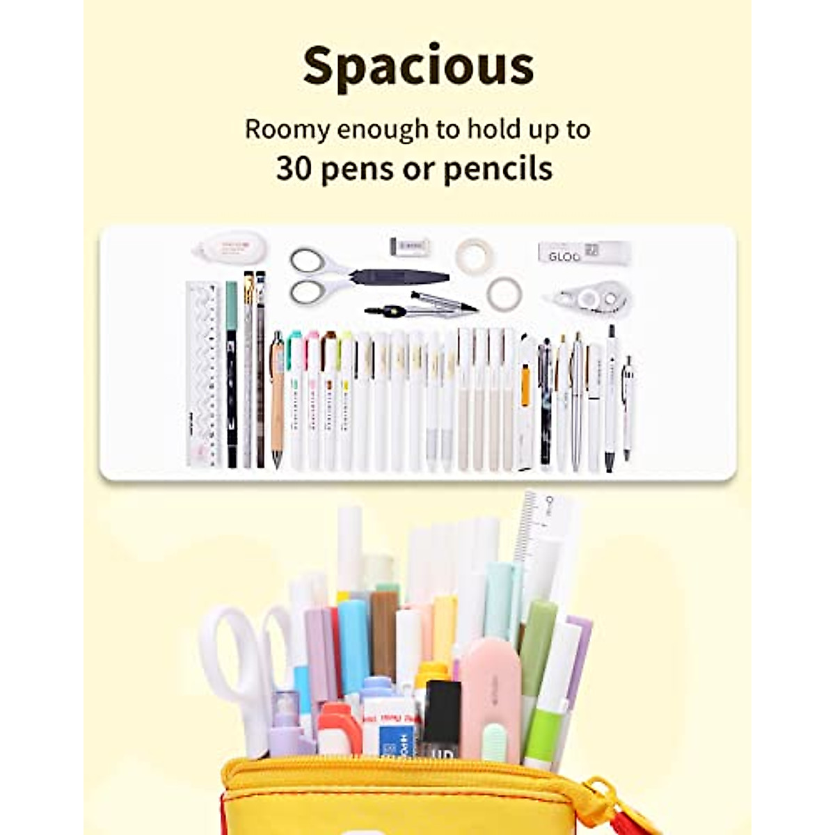 Sooez Standing Pencil Case, Cute French Fries Pop Up Pencil Case, Durable Pen Pouch, Telescopic Pencil Holder, Kawaii Stand Up Pencil Case, Spacious Pencil Pouch Portable Pencil Bag for School Office