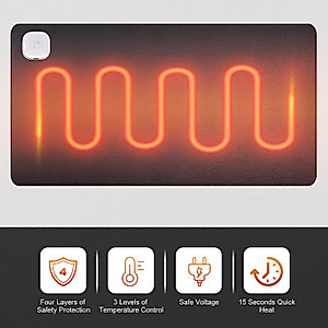 Warm Desk Pad, Office Desk Mat,Olidik 3 Speeds Touch Control Warm Big Mouse Pad, 31" x 13" Extended Edition Gaming Mouse Pad, Foot Warmer Pad (Black)