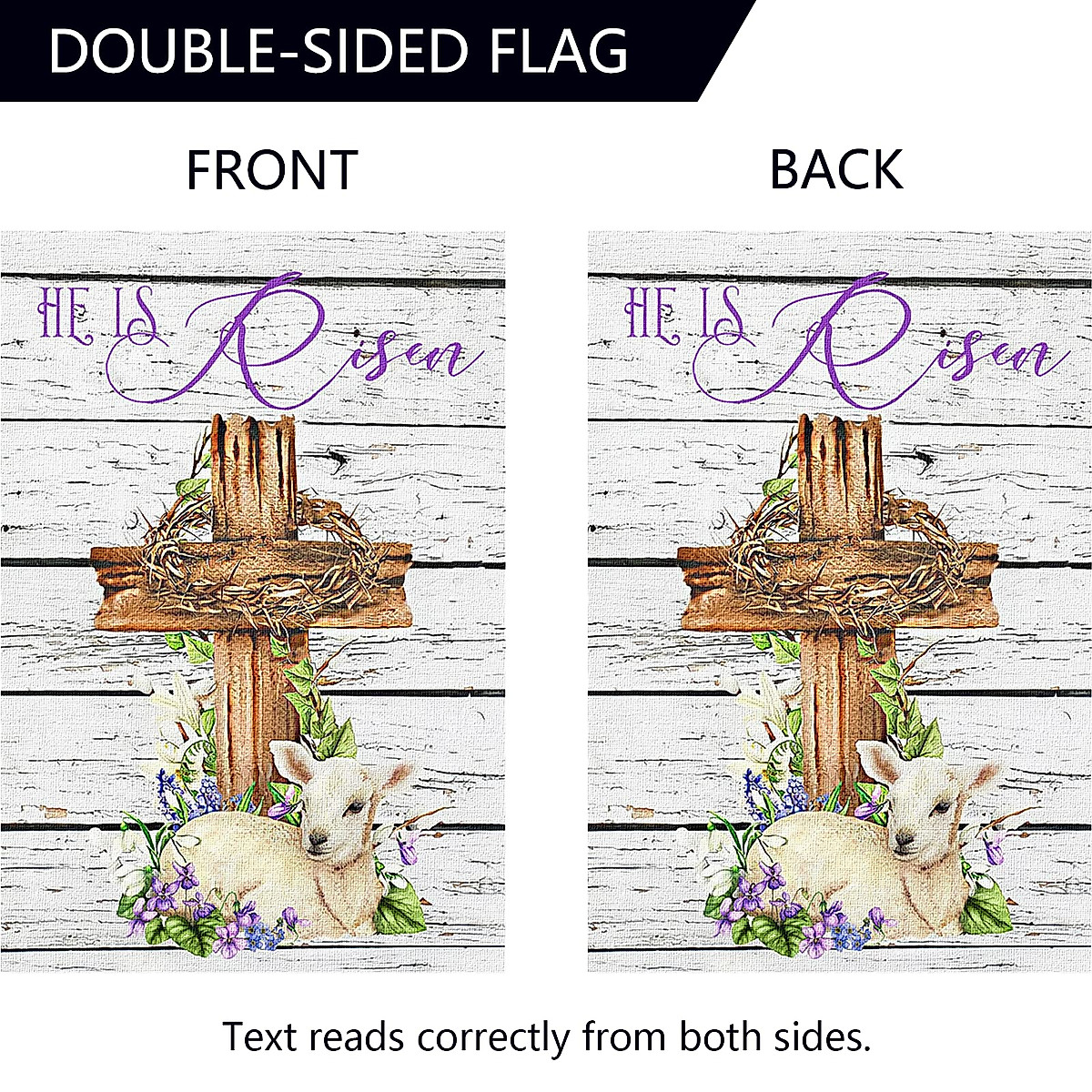 Surfapans He is Risen Easter House Flag 28x40 Inch Double Sided Outside Burlap Large Outdoor Easter Cross Spring Yard Flags Porch Home Holiday Decoration