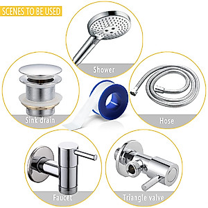 VOTMELL 4 Rolls 3/4 Inch(W) X 520 Inches(L) Teflon Tape,for Plumbers Tape,Plumbing Tape,PTFE Tape,Thread Tape,Plumber Tape for Shower Head,Pipe Sealing,Thread Seal,White