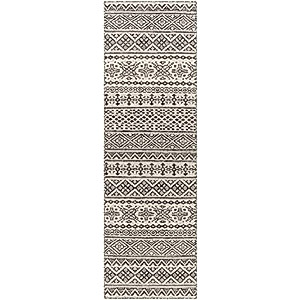 Hauteloom Mababanaba Wool Living Room, Bedroom Area Rug - Bohemian, Transitional - Black, Gray, Cream - 8' x 10'