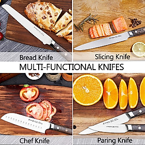 Emojoy Knife Set, 16 Pcs Kitchen Knife Set with Block, Chef Knife Set with sharpener, Stainless Steel Professional Knife for Kitchen