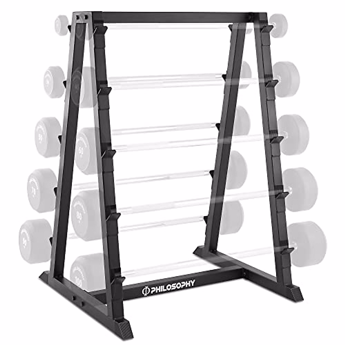 Philosophy Gym 10-Bar Fixed Barbell Weight Rack - Heavy-Duty Storage Holder for Straight & EZ Curl Pre-Weighted Bars