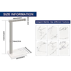 NearMoon Hand Towel Holder with Balanced Marble Base, 304 Stainless Steel Stand Towel Ring L Shape Hand Towel Rack Free-Standing Towel Bar for Bathroom Kitchen Countertop (Single Rod, Brushed Nickel)