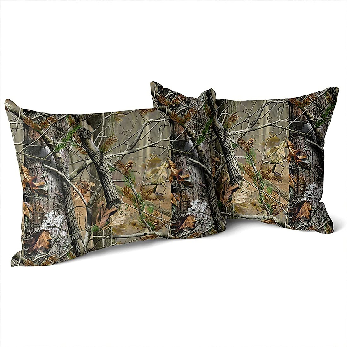 Healbrighting Set of 2 Throw Pillow Covers Pillow Case King Size 20x36 inch Camouflage Camo Tree Hunter Dry Branches Leaves Decorative Pillowcase for Sofa Bedroom Bed Home Décor Cushion Cover