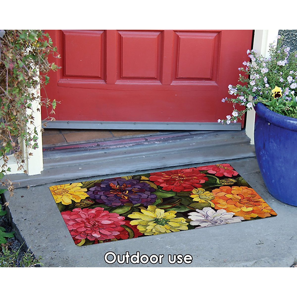 Toland Home Garden 800030 Zippy Zinnias Spring Door Mat 18x30 Inch Summer Outdoor Doormat for Entryway Indoor Entrance