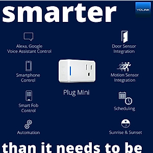 Smart Plug, LoRa enabled YoLink Plug Smart Home Mini Outlet Compatible with Alexa & Google Assistant, Remote Control Home Appliances from Anywhere, ETL Certified, YoLink Hub Required (Plug Mini)