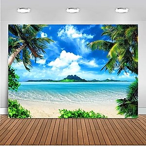CHAIYA 7x5ft Summer Beach Theme Backdrop Hawaii Beach Backdrop Tropical Luau Summer Background for Aloha Moana Party Decoration Photo Booth Banner 104