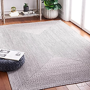 SAFAVIEH Braided Collection Area Rug - 5' x 8', Grey, Handmade Farmhouse, Ideal for High Traffic Areas in Living Room, Bedroom (BRA220F)